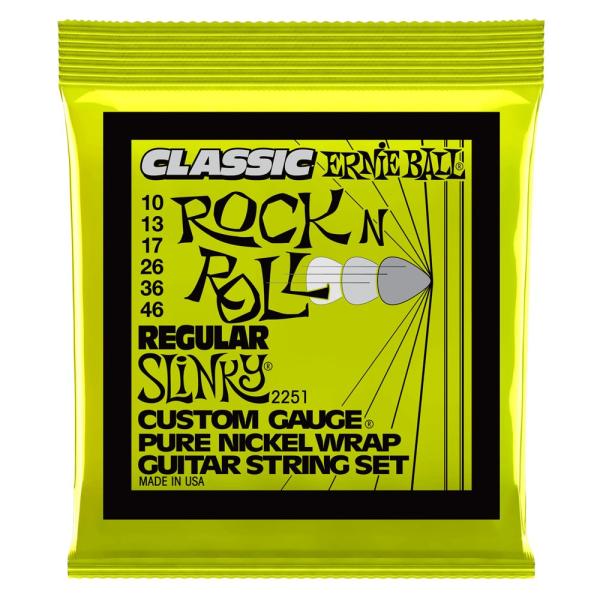 ERNIE BALL 2251 Regular Slinky Classic Rock n Roll Pure Nickel Wrap 10-46 Gauge エレキギター弦ワウンド弦にピュア・ニッケル・メッキ・スティール・ワイアーを採用し...