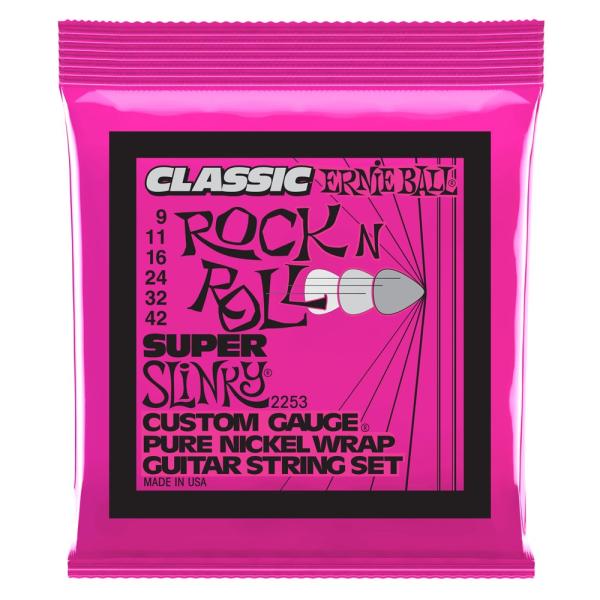 ERNIE BALL 2253 Super Slinky Classic Rock n Roll Pure Nickel Wrap 9-42 Gauge エレキギター弦ワウンド弦にピュア・ニッケル・メッキ・スティール・ワイアーを採用したモデ...