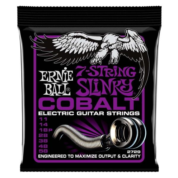 ERNIE BALL 2729 Power Slinky Cobalt 11-58 Gauge 7弦エレキギター弦アーニー・ボール・コバルト・スリンキー・ストリングは、最新技術を導入し、最大限の出力と明瞭度を実現したエレクトリック・ギター・...