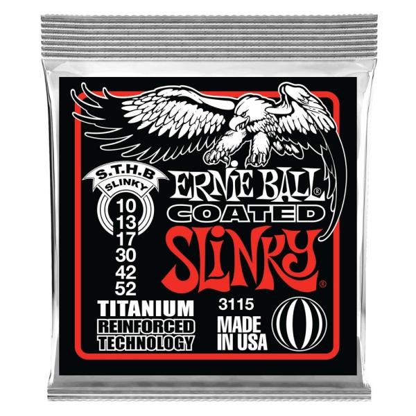 ERNIE BALL 3115 Skinny Top/ Heavy Bottom Slinky Coated Titanium RPS 10-52 Gauge エレキギター弦コーテッド・スリンキーは、ワウンド弦に巻きつけるワイアーにエナメル...