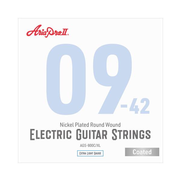 AriaProII AGS-800C/XL コーティング エレキギター弦  -Coated, Extra Light- Electric Guitar 芯線には上質な6角芯を採用したコーティングストリングス。 極薄いテフロンで弦をコーティン...