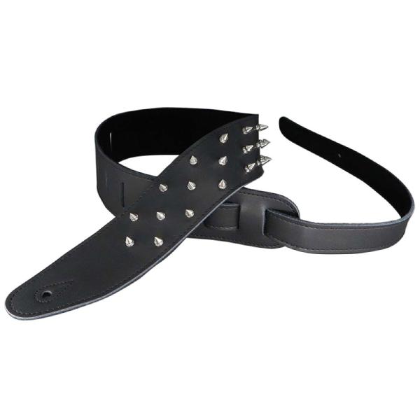 RENEGADE Three Rows of Chrome Studs ギターストラップ 革 ラック・レザーに34個の鋲が付いたギター・ストラップ「Three Rows of Chrome Studs(スリー・ロウズ・オブ・クローム・スタッ...