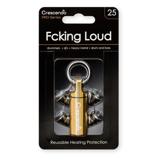 Crescendo Fcking Loud 25 ドラマー用イヤープラグ 耳栓・ミュージシャン、ドラマー、ベーシスト、DJ、ハードロック・メタル系のライブに最適ミュージシャンと音楽を愛する人々の聴覚を保護する「Crescendo/クレッシェ...
