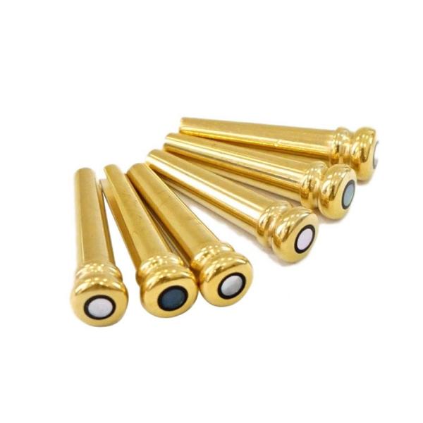 John Pearse JP-BTP Brass with Ebonite and Pearl French Eye King Pinsブリッジピン セット  ※ギターパーツの取り扱いには、相応の技術と知識が必要になります。自己責任にて取り...