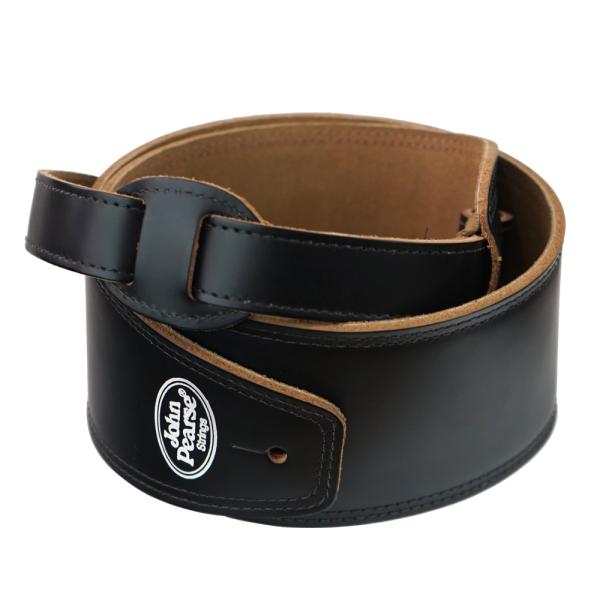 John Pearse JP-GS02 Black Saddle Leather ギターストラップ 革 成牛の良質な皮を丁寧になめして製作した最高品質のレーザーストラップです。複数枚のレザーを合成し、特別に幅広にカットしたこのレザーストラッ...