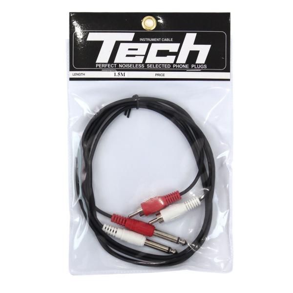Tech PH-1.5 モノラルフォンオス-RCAオス 1.5m オーディオケーブルモノラルフォンジャック/RCAピンのステレオケーブル。音響機器などのステレオ出力端子同士の接続に便利です。Spec端子:PIN/Phone長さ:1.5mカラ...
