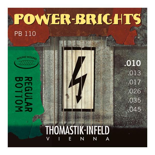 Thomastik-Infeld PB110 Power Bright Series 10-45 Regulae Bottom エレキギター弦フレシキブルな六角芯線にマグネコアのラウンドワウンドの巻線を施し、特別に長いサスティンと演奏性を大...