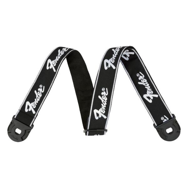 Fender Quick Grip Locking End Strap Black with White Running Logo 2" ギターストラップQuick Grip Strapは、あなたの楽器を手軽かつ安全に保護するための最良の方...