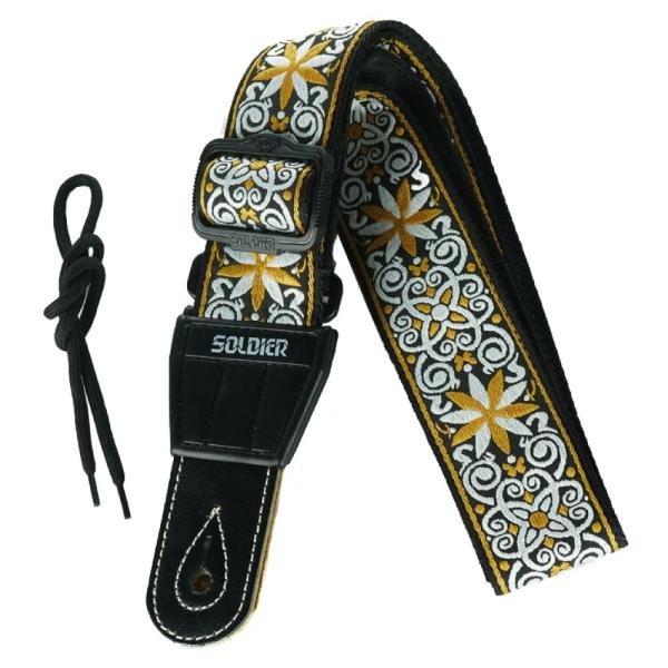 Soldier Strap Guitar Strap STP-134 デザインF ギターストラップ おしゃれ　SOLDIER STRAP Guitar Strap STP-134は、民族的な刺繍を施したコットンストラップです。ストラップピン...