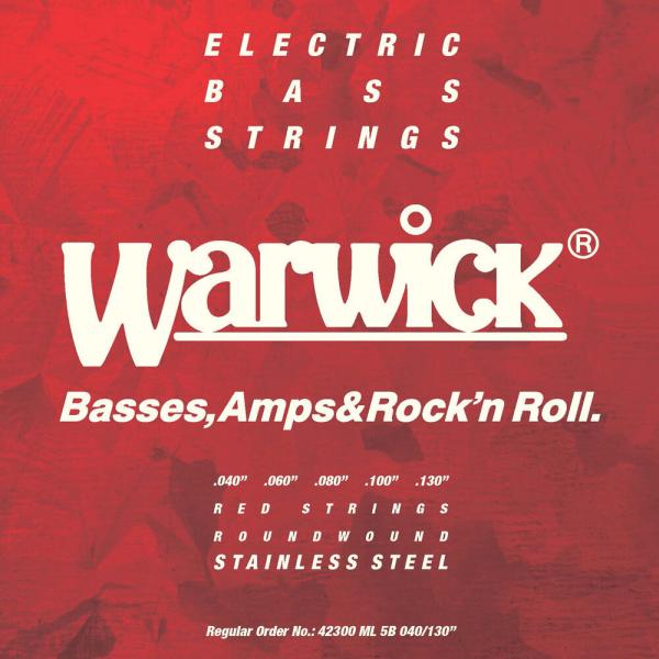 ワーウィック WARWICK 42300 ML 5B 040/130 RED stainless steel 5-string Set 5弦ベース弦 ワーウィック ステンレススチールの5弦用ベース弦（Low B）です。ミディアムゲージ　04...