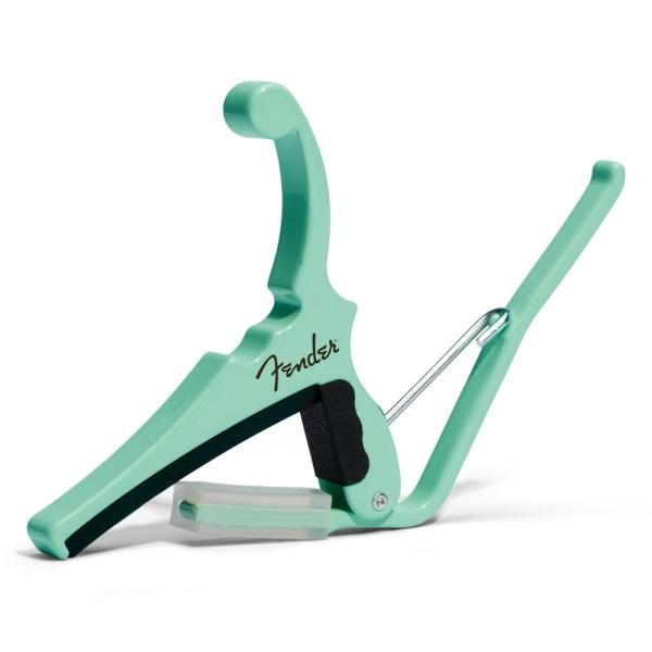 Kyser KGEFSGA Fender Classic Color Quick-Change Electric Capo Surf Green ギター用カポタスト  ネックを受ける部分のゴムが黒いものと半透明のものが混在しておりますが、個...