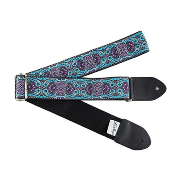 HipStrap Kashmir turquoise ギターストラップヴィンテージテイストのジャガード織りの表生地、メタルパーツ、本革のスモールタブ、Dupont製のナイロンバックといった70年代当時のミュージシャン達が愛用していたスペック...