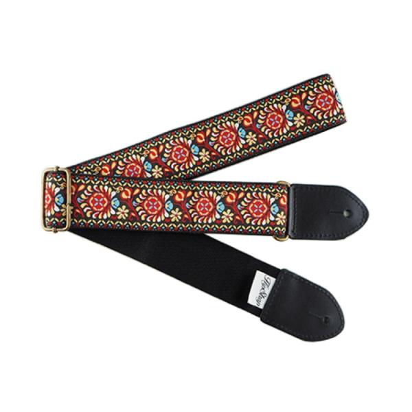 HipStrap Red Haze ギターストラップヴィンテージテイストのジャガード織りの表生地、メタルパーツ、本革のスモールタブ、Dupont製のナイロンバックといった70年代当時のミュージシャン達が愛用していたスペックを再現しました。エ...