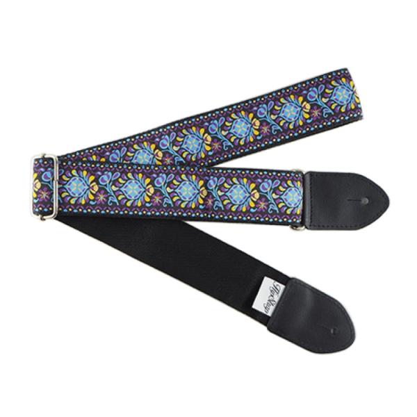 HipStrap Purple Haze ギターストラップヴィンテージテイストのジャガード織りの表生地、メタルパーツ、本革のスモールタブ、Dupont製のナイロンバックといった70年代当時のミュージシャン達が愛用していたスペックを再現しまし...