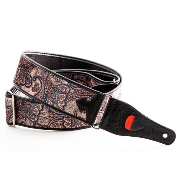 Righton! STRAPS PAISLEY VELVET-60 Brown ギターストラップ  イタリアンベルベットがシンプルをゴージャスに変える。  ベルベットとペイズリーのエンボスを使った素晴らしいデザイン、この美しい質感の組み合わ...