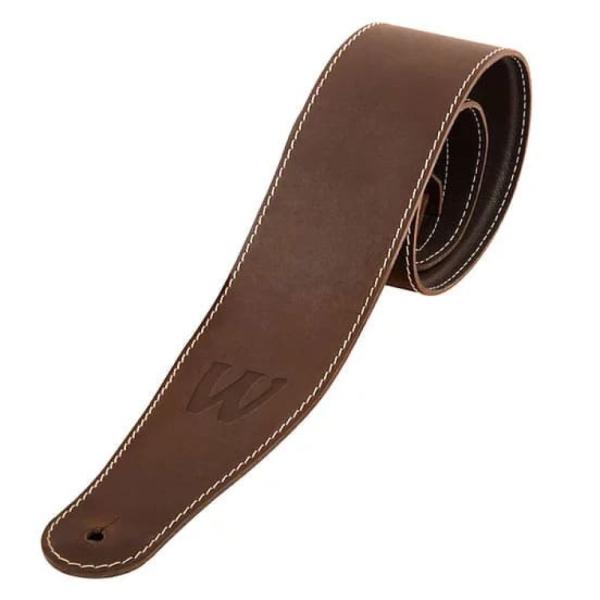 WARWICK Teambuilt Genuine Leather Bass Strap Brown Blind Embossing ベースストラップ高品質な本革ベースストラップです。パットの入った幅の広いサイズ感は、ベースプレイヤーの肩へ...