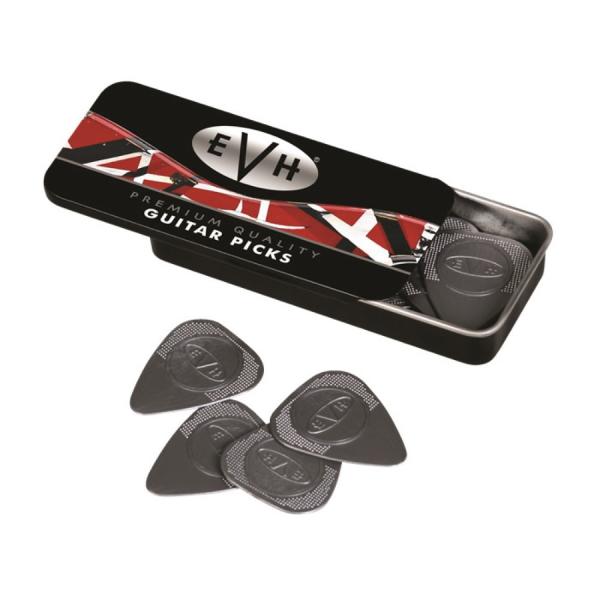 ギターピック 12枚 セット EVH Premium Pick Tin 12 Count ピックケース付き。エドワード・ヴァン・ヘイレンのピック＆ケースです。ピックはナイロン製。・シェイプ：351（ティアドロップ）・12枚入り、ピックケース付き