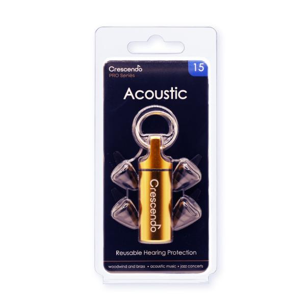 Crescendo Pro Acoustic 15 イヤープロテクター 耳栓 管楽器/アコースティック音楽/ジャズコンサート用【クレッシェンド・プロの主な特長】・音楽を安全な音量で楽しみ、聴力障害を予防する・チューニングされたフラットな減衰...
