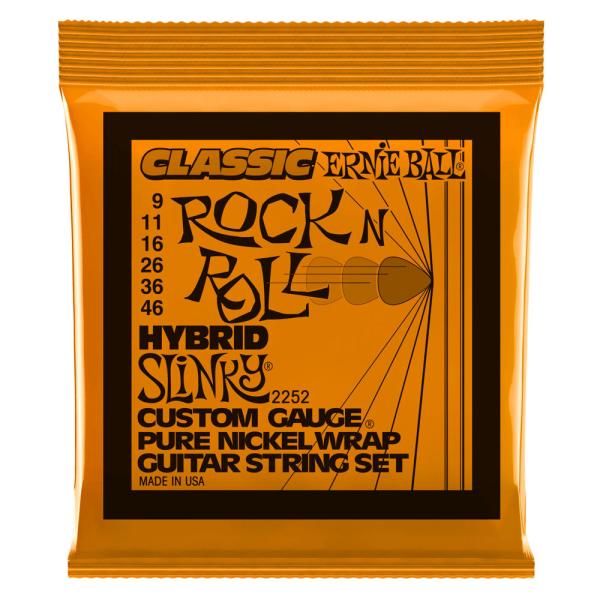 ERNIE BALL 2252 Hybrid Slinky Classic Rock n Roll Pure Nickel Wrap Electric Guitar Strings 9-46 Gauge エレキギター弦ワウンド弦にピュア・ニ...