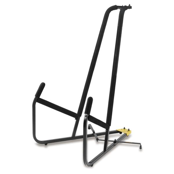 HERCULES DS590B ダブルベース用スタンドセッティングは両サイドに広げるだけのシンプル設計です。スタンドの楽器に触れる部分にはSFF（スペシャルフォーミュレイテッドフォーム）ゴムが使用され楽器を保護します。弓が掛けられます。高さ...