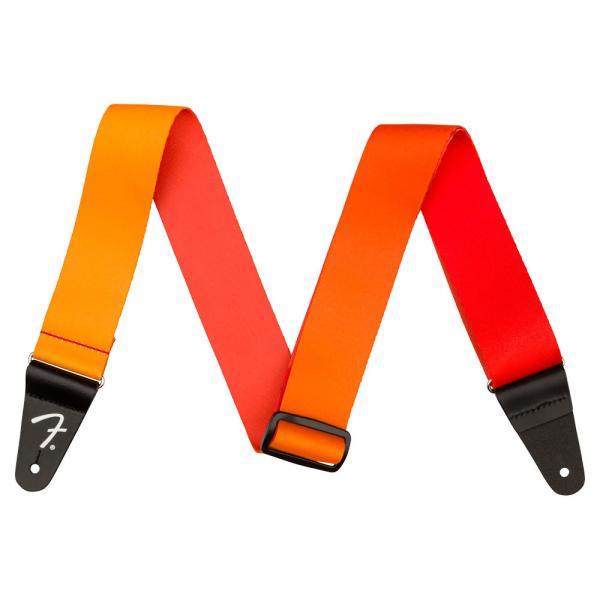 Fender 2" Ombre Strap Tequila Sunrise ギターストラップ印象的なグラデーションカラーのPlayer Plusギターに触発された、Ombre Strapは、美しいグラデーションをもたらすディップタイ染料を使...