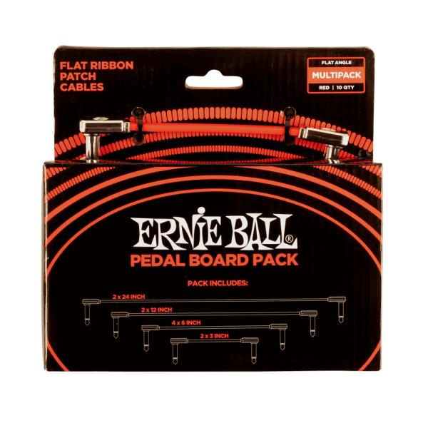 パッチケーブル 10本セット アーニーボール ERNIE BALL P06404 Flat Ribbon Patch Cables Pedalboard Multi-Pack - Red。アーニーボールのフラットリボン・パッチケーブルに、レ...