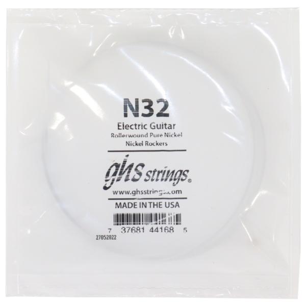 GHS ガス N32 Singles Nickel Rockers ROLLERWOUND .032 エレキギター用 バラ弦100％ニッケル仕様のラウンド弦をローラーで潰し、表面を楕円状に仕上げたハーフワウンド弦です。これにより巻き弦のフィ...