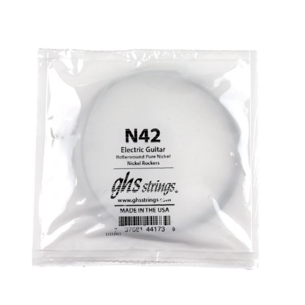 GHS N42 Singles Nickel Rockers ROLLERWOUND .042 エレキギター用 バラ弦100％ニッケル仕様のラウンド弦をローラーで潰し、表面を楕円状に仕上げたハーフワウンド弦です。これにより巻き弦のフィンガリ...