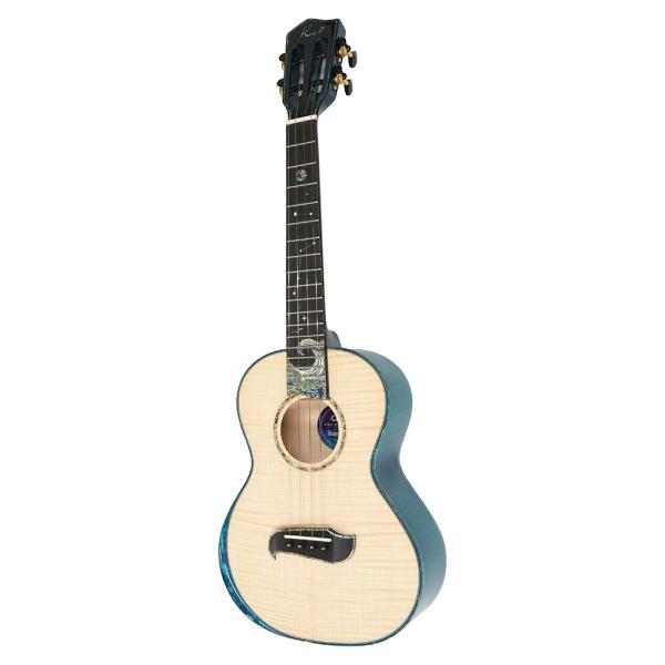 Kai Ukulele KT-BD テナーウクレレ アバロンインレイ採用 ケース付き  台湾ブランドKai Ukuleleオーシャンブルーに輝くサイド・バックに豪華な装飾をあしらったテナーサイズのフラッグシップモデル。  ボディには美しい杢...