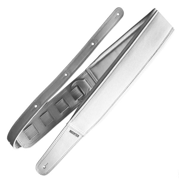 Richter Straps リヒターストラップ #1637 Springbreak I Vegan White ギターストラップ使用しているヴィーガンレザーは、表面がポリウレタン100％、内部がポリエステル65％、綿35％です。長さの調整...