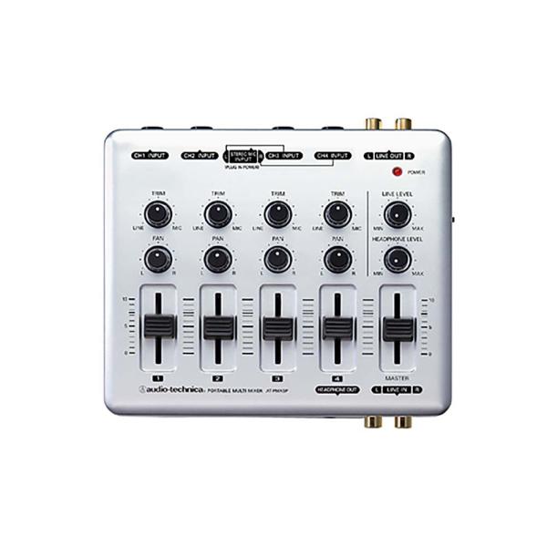 AUDIO-TECHNICA オーディオテクニカ AT-PMX5P ポータブルマルチミキサーマイク/ライン4系統を装備プラグインパワー対応のステレオミニマイク入力搭載で、さまざまな機器に幅広く使えるポータブルミキサー・コンパクトながらマイク...