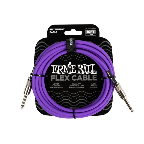 ギターシールド 約3m ERNIE BALL アニーボール EB 6415 FLEX CABLE 10’ SS  PR 10フィート両側ストレートプラグ パープル ギターケーブル。フレキシブル-10フィート(約3m)・巻き取りやすい柔らかさ...