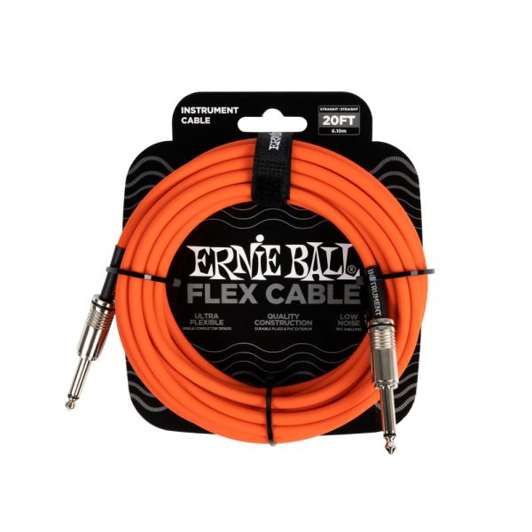ERNIE BALL アニーボール EB 6421 FLEX CABLE 20’ SS  OR 20フィート（約6メートル） 両側ストレートプラグ オレンジ ギターケーブル・フレキシブル-20フィート(約6m)・巻き取りやすい柔らかさ・カラ...