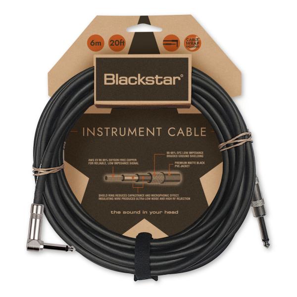 BLACKSTAR ブラックスター STANDARD CABLE 6M STR/ANG ギターケーブル 6メートル 片側L型プラグ シールドBlackstar トーンに最適な信号経路。これらのケーブルは、妥協のない信号パスと究極の Blac...