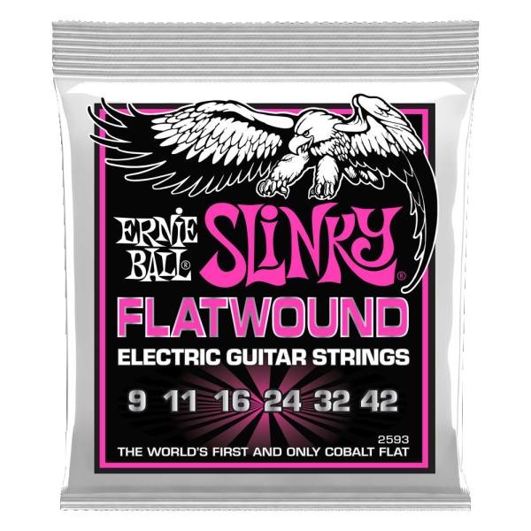 ERNIE BALL 2593 Flatwound Super Slinky 09-42（3弦プレーン） フラットワウンド エレキギター弦 スーパースリンキー定番のギター・セット、アーニーボールのスリンキー・シリーズに、新たにフラットワウン...