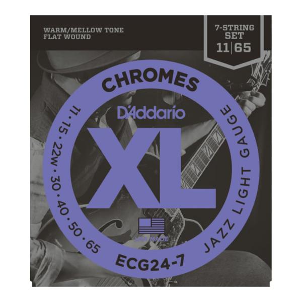 D'Addario ダダリオ ECG24-7 Jazz Light/7-string フラットワウンド 7弦用 エレキギター弦   XL CHROMES (FLAT WOUND) ヘックスコア(6角芯線)の周りに、下地となるベースの巻弦を施...
