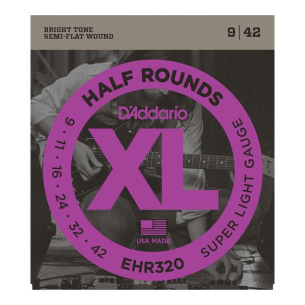 D'Addario ダダリオ EHR320 Super Light ハーフワウンド エレキギター弦   XL HALF ROUNDS (SEMI-FLAT WOUND) 403ステンレススチールを使用したハーフラウンドは、一度ラウンドワウン...