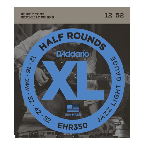 D'Addario ダダリオ EHR350 Jazz Light ハーフワウンド エレキギター弦   XL HALF ROUNDS (SEMI-FLAT WOUND) 403ステンレススチールを使用したハーフラウンドは、一度ラウンドワウンド...