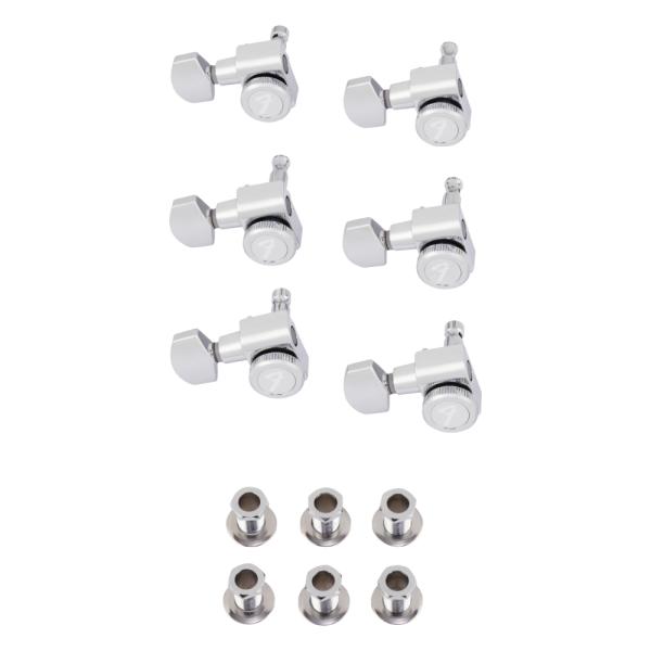 Fender フェンダー Locking Strat/Tele Staggered Tuning Machines Left-Handed Polished Chrome レフティ用ギターペグ 6個セット  ※ギターパーツの取り扱いには、相...
