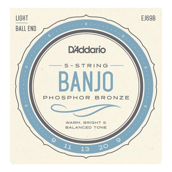 バンジョー 弦 5弦バンジョー D'Addario EJ69B 5-String Banjo Phosphor Bronze Light 9-20 5弦バンジョー弦 ボールエンド  D'Addario ダダリオ EJ69B 5-String...