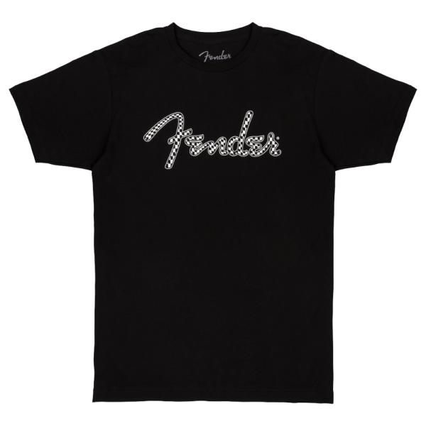 Fender フェンダー Spaghetti Wavy Checker Logo Tee Black XLサイズ Tシャツ  大胆な波模様のチェッカーデザインをあしらったスパゲッティロゴTシャツ。 柔らかな紡績コットン100％のウェイビーチ...