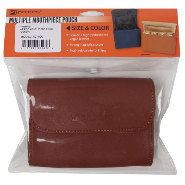 PROTEC プロテック A271CC ココア トランペット用マウスピースケース 1〜4本収納可能  美しく、高級感漂う Vegan Leather（合皮）。 内装裏地は、豪華なベルボア地。 開閉部はマグネット式で、しっかりとフィット。洗練...