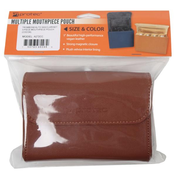 PROTEC プロテック A272CC ココア トロンボーン用マウスピースケース 1〜4本収納可能  美しく、高級感漂う Vegan Leather（合皮）。 内装裏地は、豪華なベルボア地。 開閉部はマグネット式で、しっかりとフィット。洗練...
