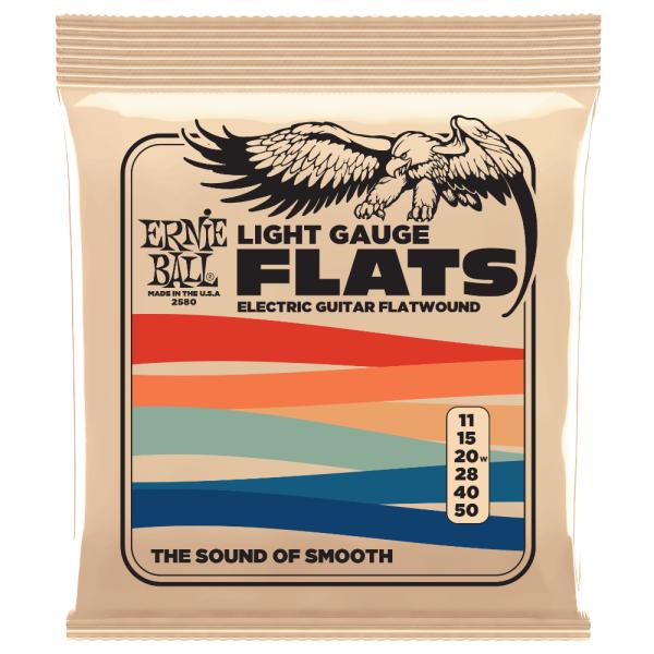 アーニーボール ギター弦 フラットワウンド ERNIE BALL 2580 Flatwound Stainless Steel 11-50 Light ステンレススチール  ライトフラットワウンドエレキギター弦 - 11-50 ゲージ  ア...