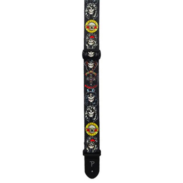 Perri’s ペリーズ LPCP-6012 GUNS N ROSES ガンズアンドローゼズ ギターストラップ  ■長さ:Max1380mm Min800mm ■幅:50mm 材質：ポリエステル（レザーエンド）