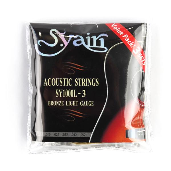 アコースティックギター弦 ライトゲージ 3セットパック Sヤイリ S.Yairi SY-1000L-3 12-52 アコギ弦 3セット  SY-1000 シリーズはハイコストパフォーマンスなアコースティックギター弦です。  ゲージ .012...