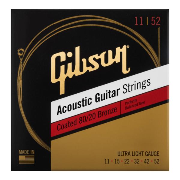 GIBSON SAG-CBRW11 Coated 80/20 Bronze Acoustic Guitar Strings Ultra-Light Gauge アコースティックギター弦  ギブソン コーティング 80/20ブロンズ アコース...