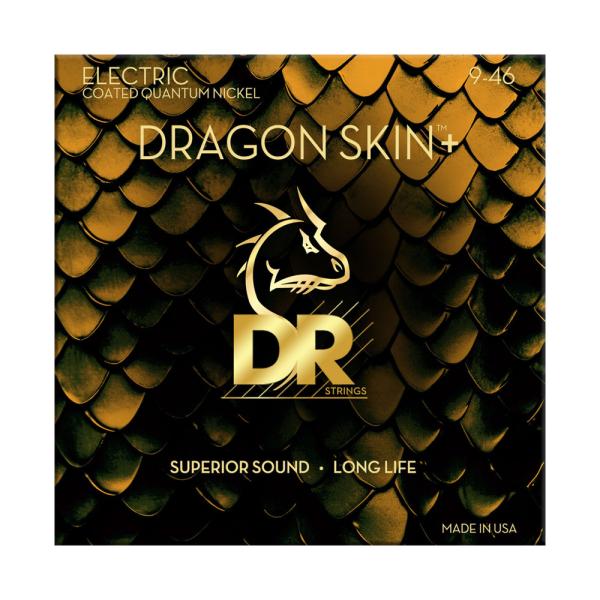 DR DRAGON SKIN＋ DEQ-9/46 9-46 コーティング弦 エレキギター弦  ドラゴン・スキン プラスは、豊かな音色と高出力を実現する独自の配合のクァンタムニッケルを巻線に採用した、豊かな音量で、弾きやすく、耐久性に優れたエ...