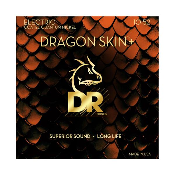 DR DRAGON SKIN＋ DEQ-10/52 10-52 コーティング弦 エレキギター弦  ドラゴン・スキン プラスは、豊かな音色と高出力を実現する独自の配合のクァンタムニッケルを巻線に採用した、豊かな音量で、弾きやすく、耐久性に優れ...