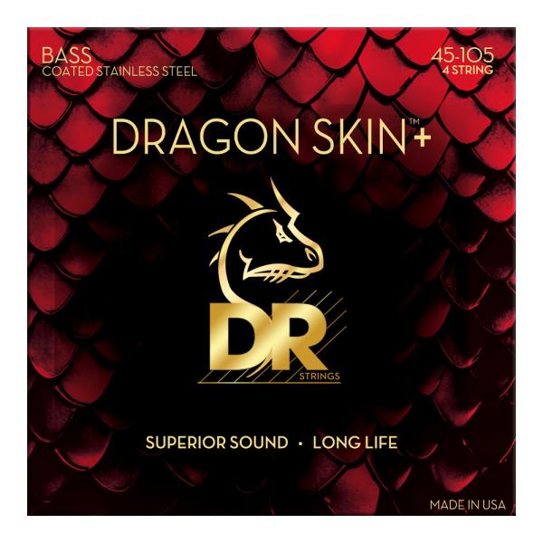 DR DRAGON SKIN＋ Stainless for Bass DBS-45 45-105 極薄コーディング エレキベース弦  ドラゴン・スキン プラスは、高い出力、 明るさ、 耐久性を兼ね備えたステンレスを巻線に採用した、豊かな音量...